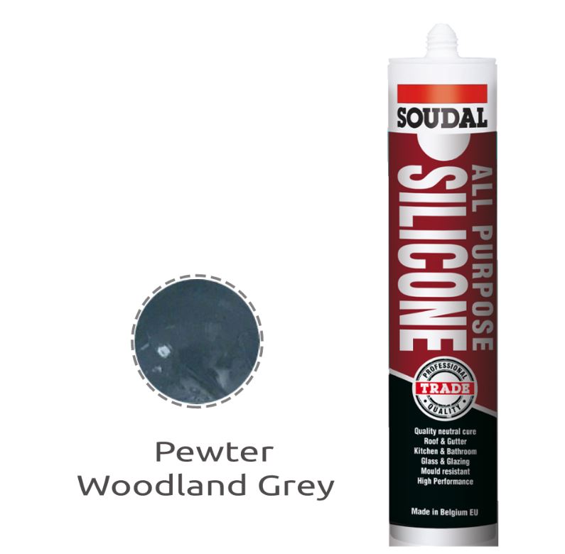 Soudal All Purpose Silicone Pewter Colorbond Woodland Grey 300ml x 12 ...