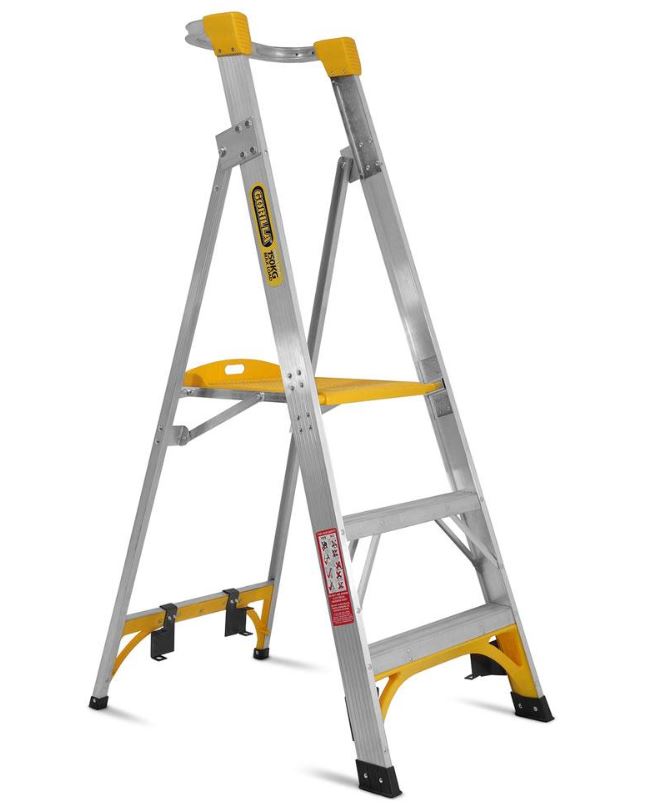 Gorilla 3-Step 0.9m 150kg 3FT Aluminium Industrial Platform Ladder PL0 ...