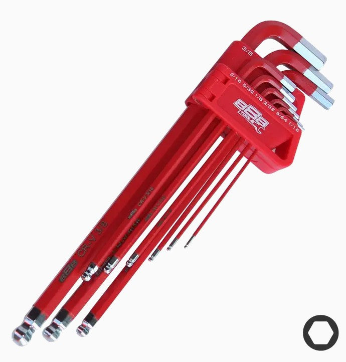 SP Tools Ball Drive Hex Key Set SAE Colour Coded RED 888 Long Series 9 ...